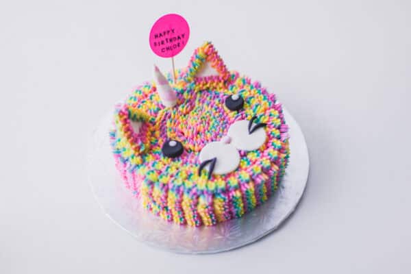 Caticorn Cake For Chloe - rainbow caticorn cake by Coco Cake Land
